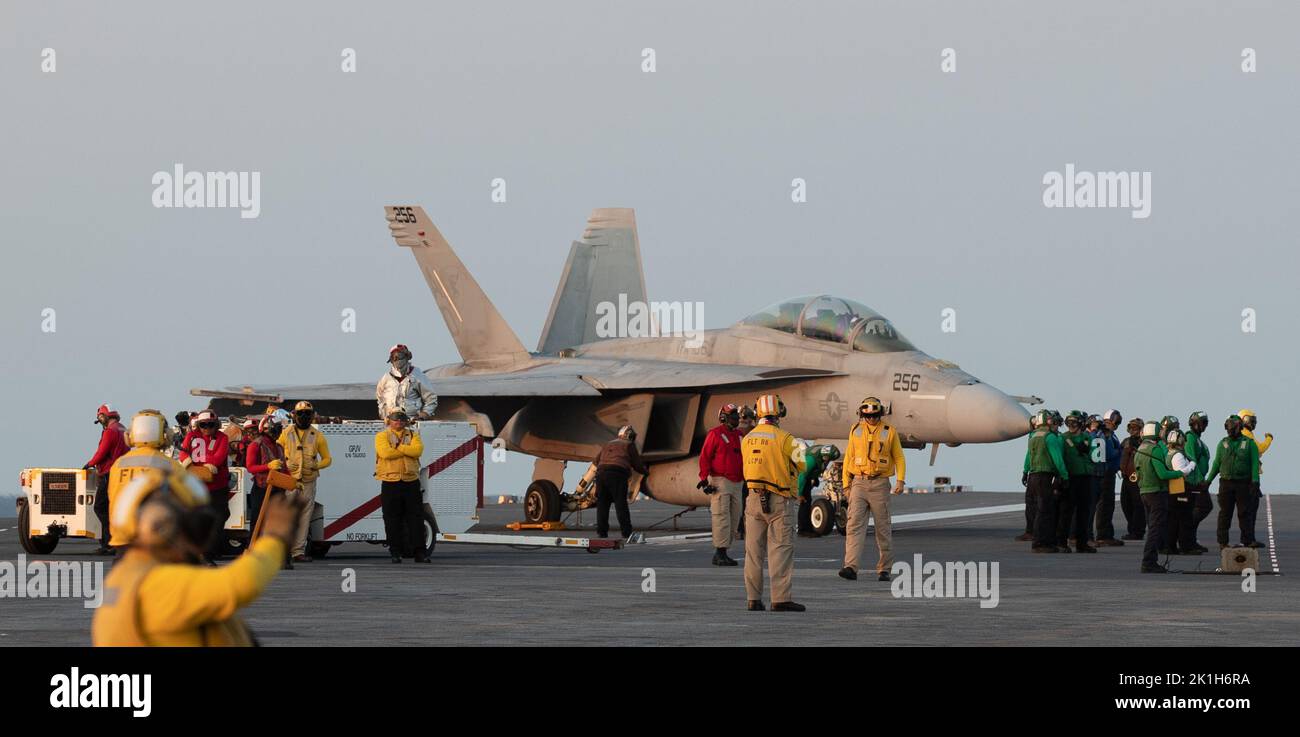 Sailors assigned to USS Gerald R. Ford’s (CVN 78) air department assume ...