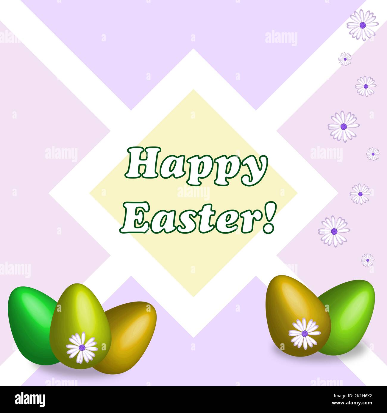 happy Easter card with eggs illustration - green and yellow colors ...