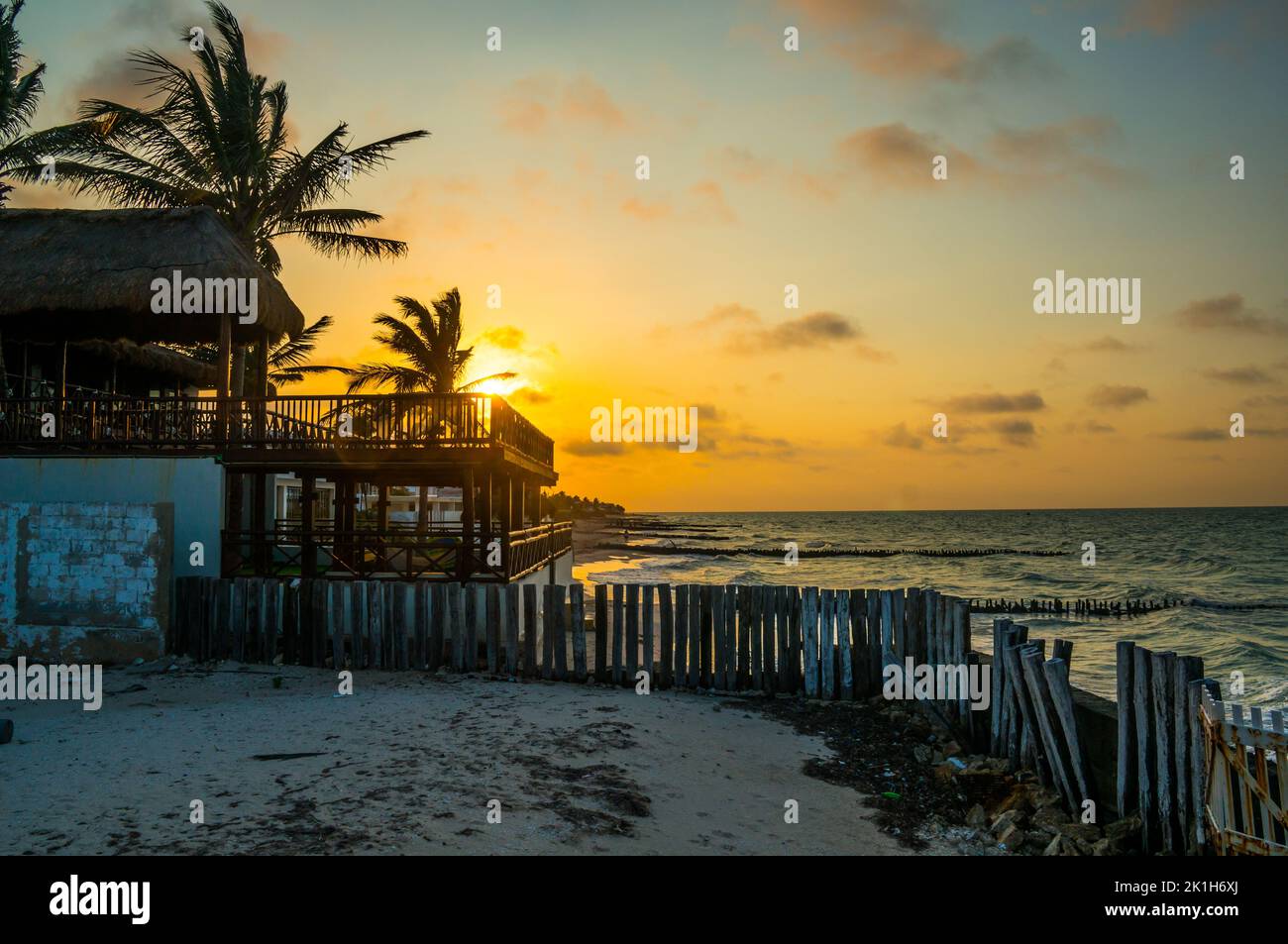 beach erosion at Chelem, Yucatan, Mexico, on the Gulf of Mexico Stock ...