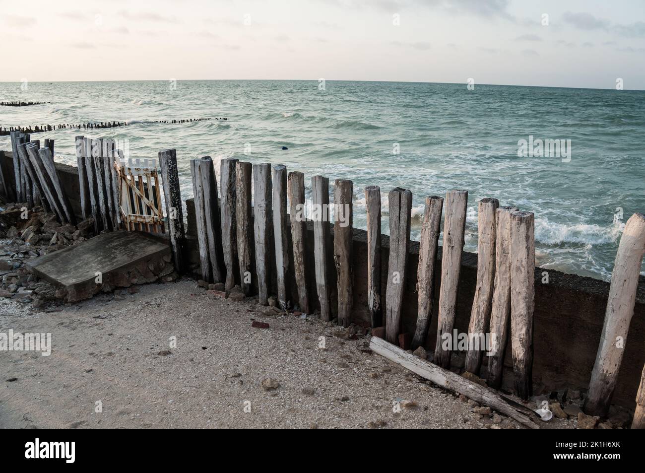 beach erosion at Chelem, Yucatan, Mexico, on the Gulf of Mexico Stock ...