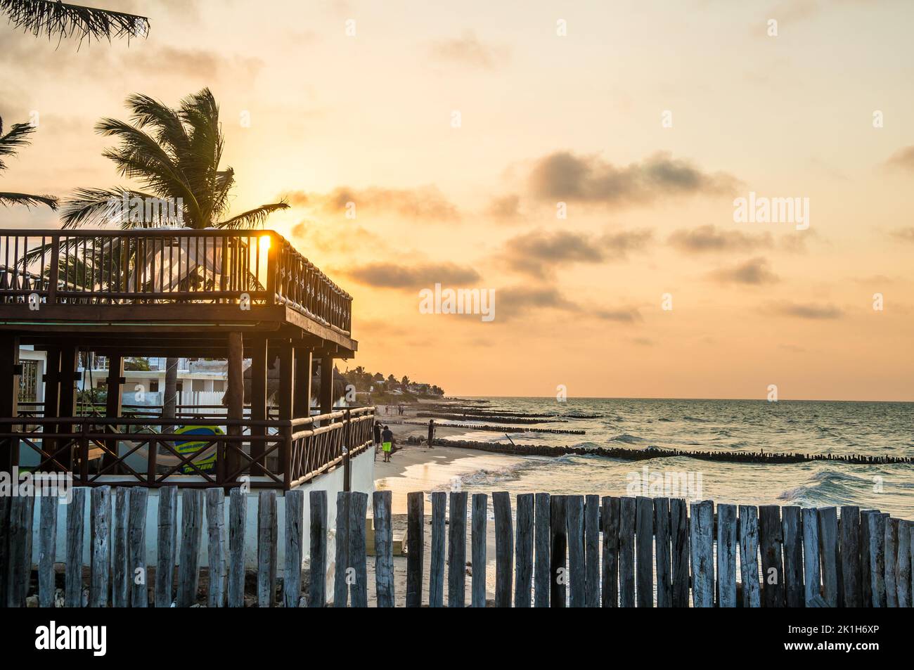 beach erosion at Chelem, Yucatan, Mexico, on the Gulf of Mexico Stock ...
