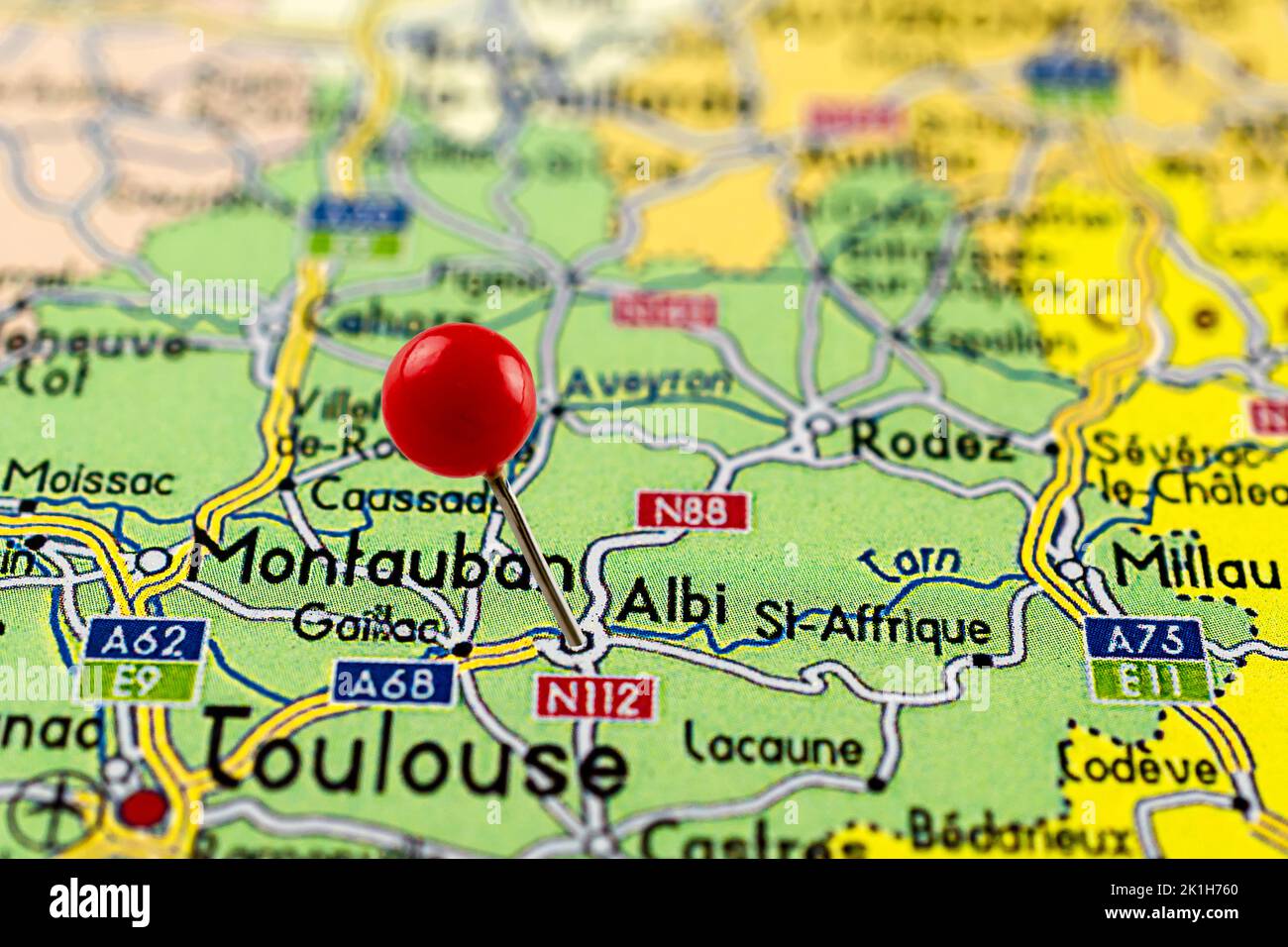 Paris map. Close up of Paris map with red pin. Map with red pin point ...