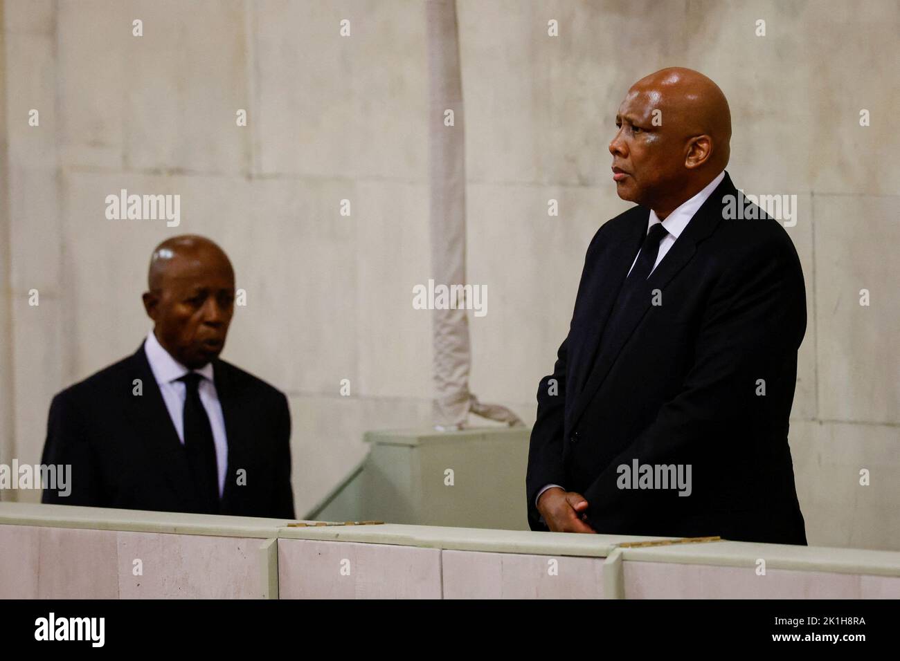 King of Lesotho, Letsie III view the coffin of Queen Elizabeth II ...