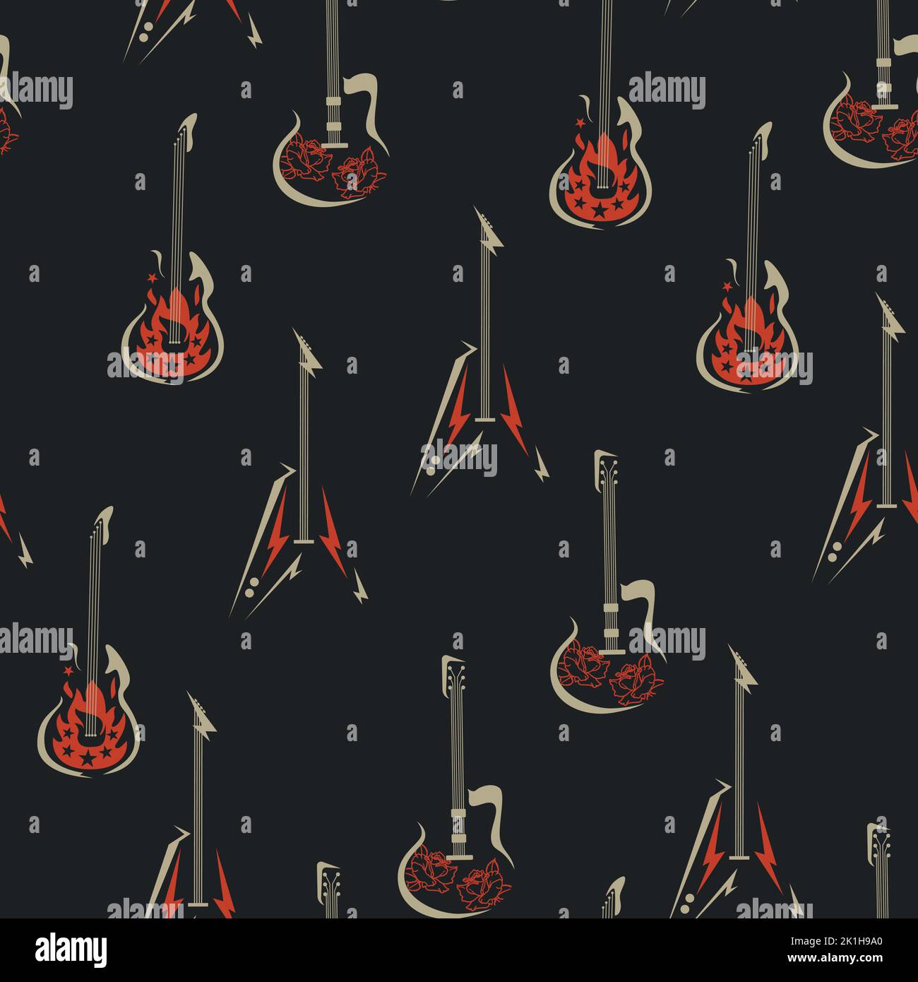 Rock and Roll Guitars on Black Background Stock Vector Image & Art - Alamy