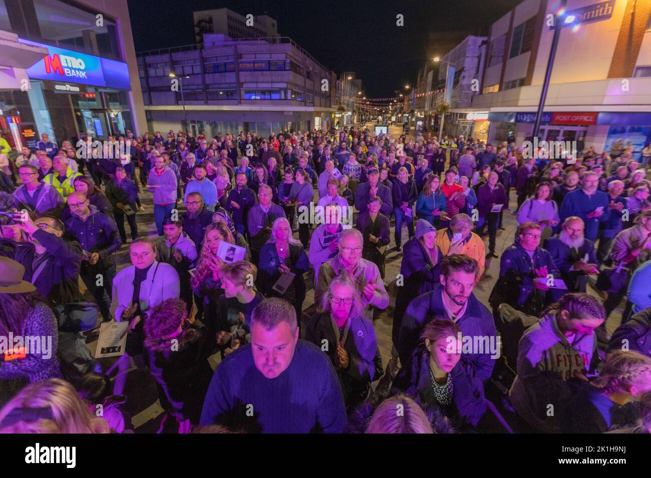 Southend on Sea, UK. 18th Sept, 2022. Residents come together at the ...