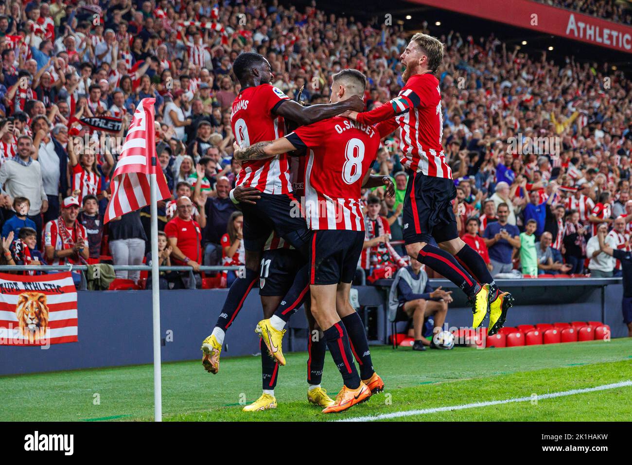 Nico Williams of Athletic Club de Bilbao celebrate a goal during the ...