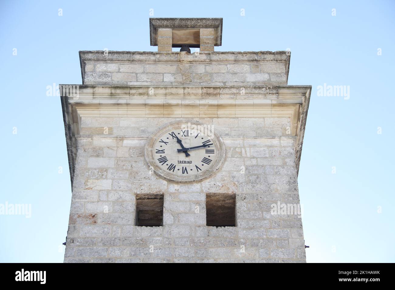 Castro, Italy. The clock tower of Church of Saint Mary of the ...