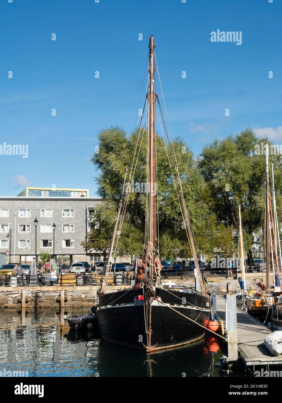 Restored historic 1896 Tamar River barge 'Lynher' at Sutton Harbour ...