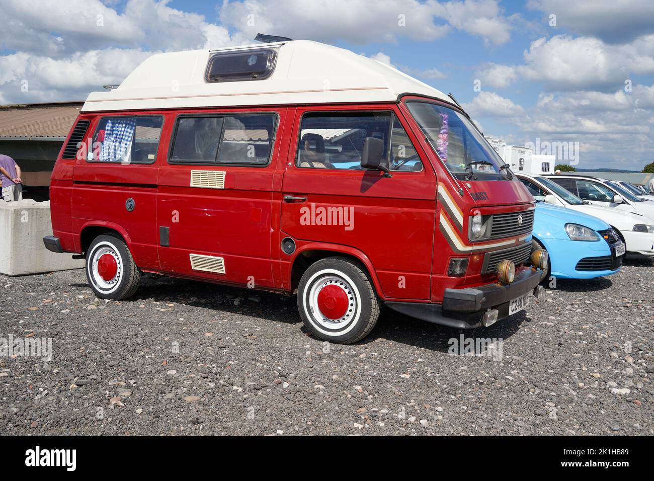 Exeter, UK-August 2022: 1986 Volkswagen T25 Camper Van at a classic car ...