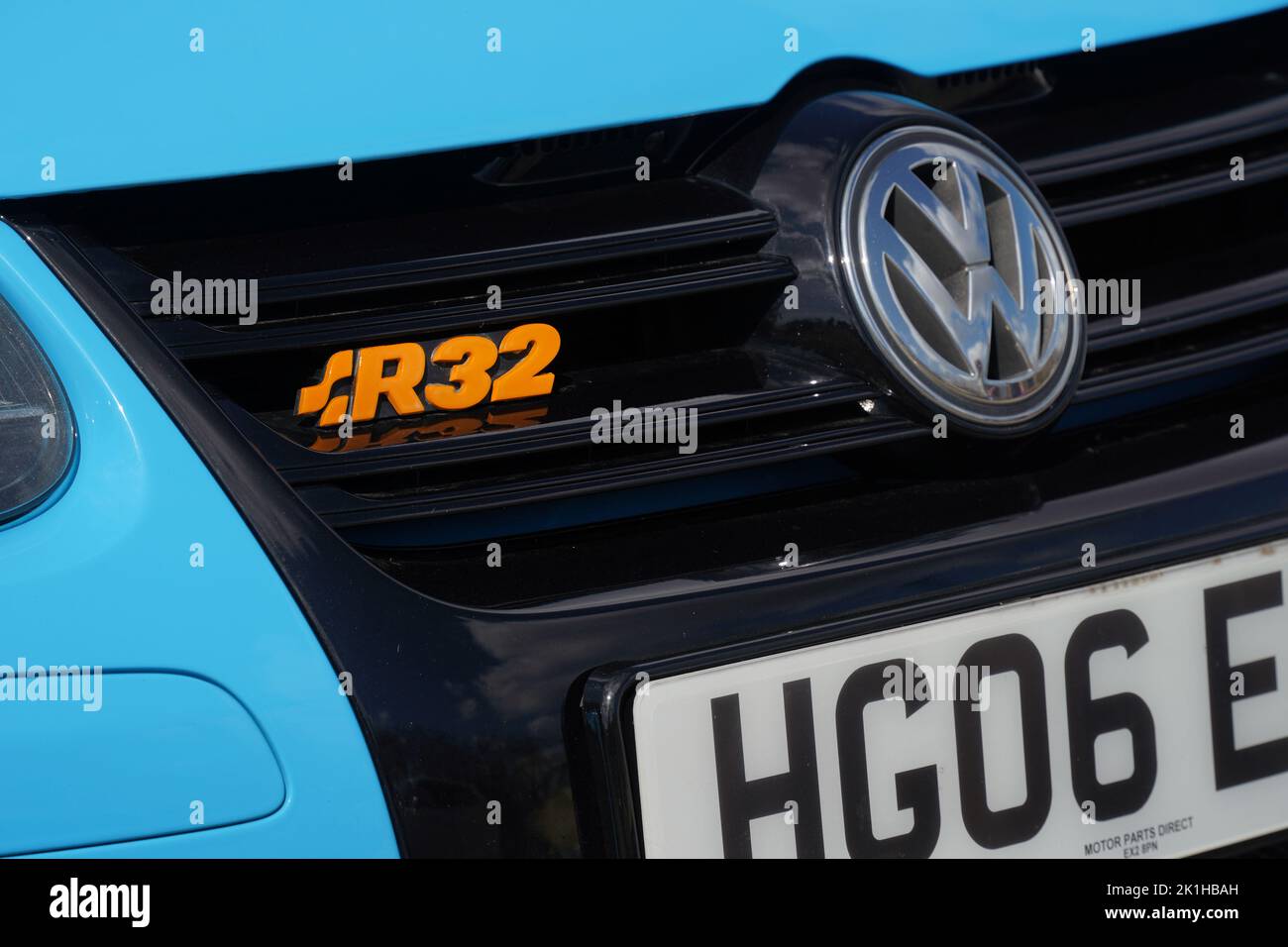 Exeter, UK-August 2022: Close up of a Volkswagen Golf R32 a classic car ...