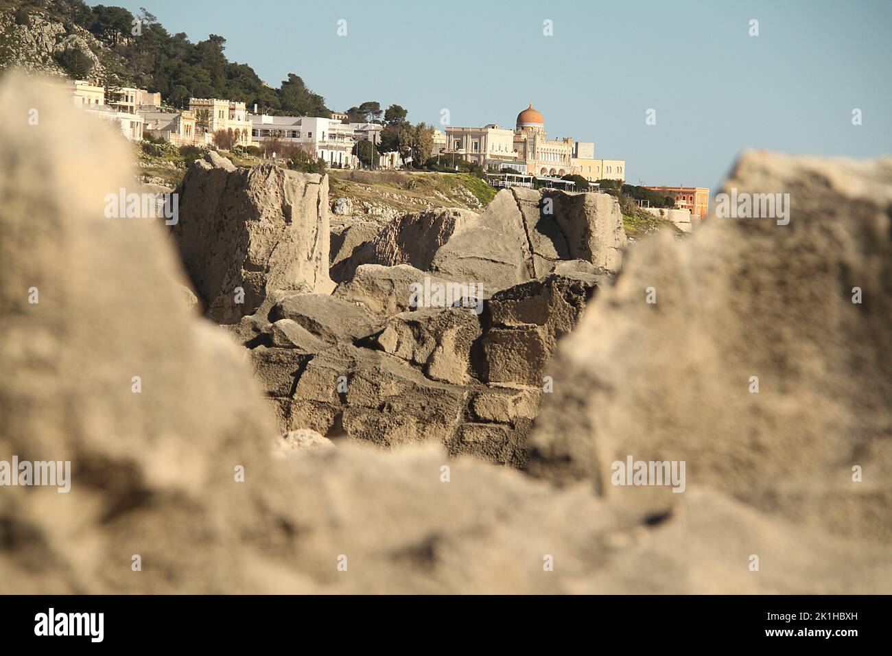 Santa Cesarea Terme, Italy. Calcareous rock formations on the coast of ...