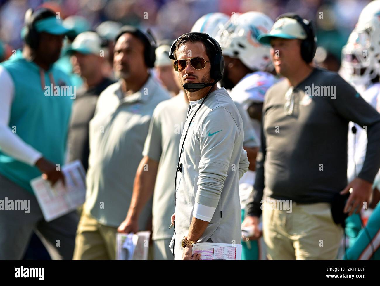 Baltimore, USA. 18th Sep, 2022. Miami Dolphins head coach Mike McDaniel ...