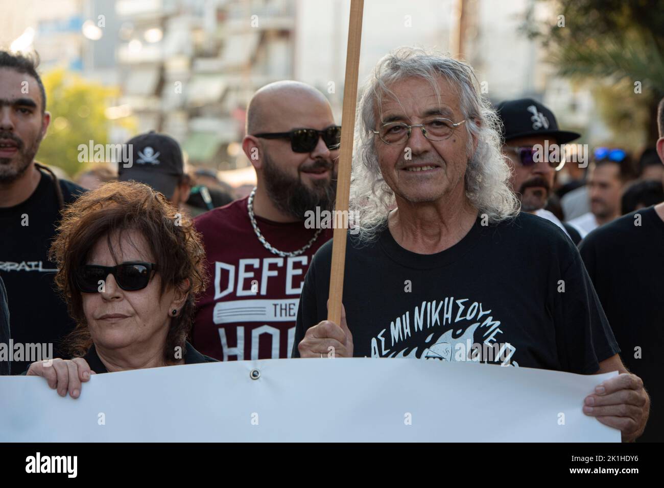 Athens, Greece. 18th Sep, 2022. Mother of Pavlos, MAGDA FYSSA(L), and father of Vasilis killed ...