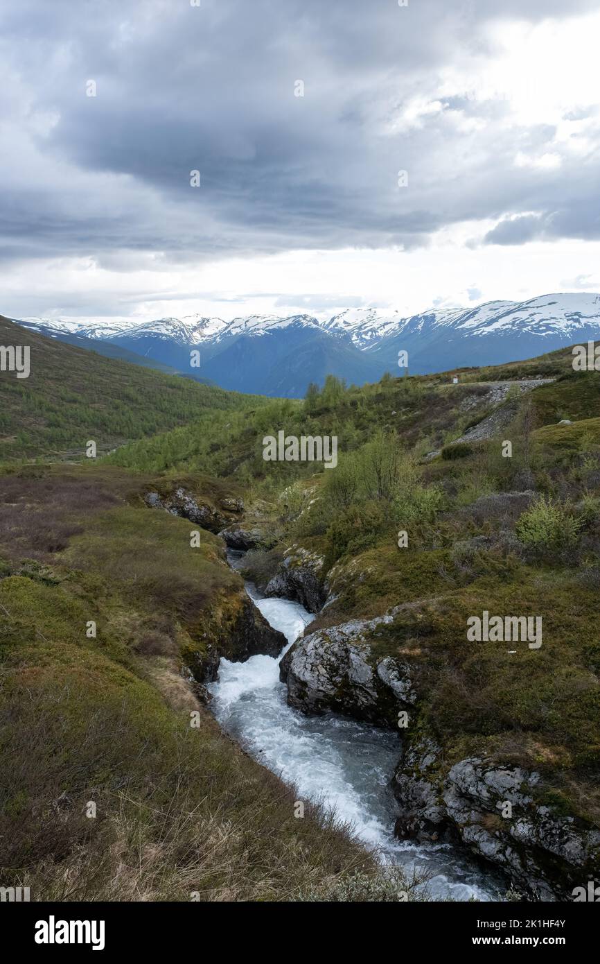 Wonderful landscapes in Norway. Vestland. Beautiful scenery of stream ...