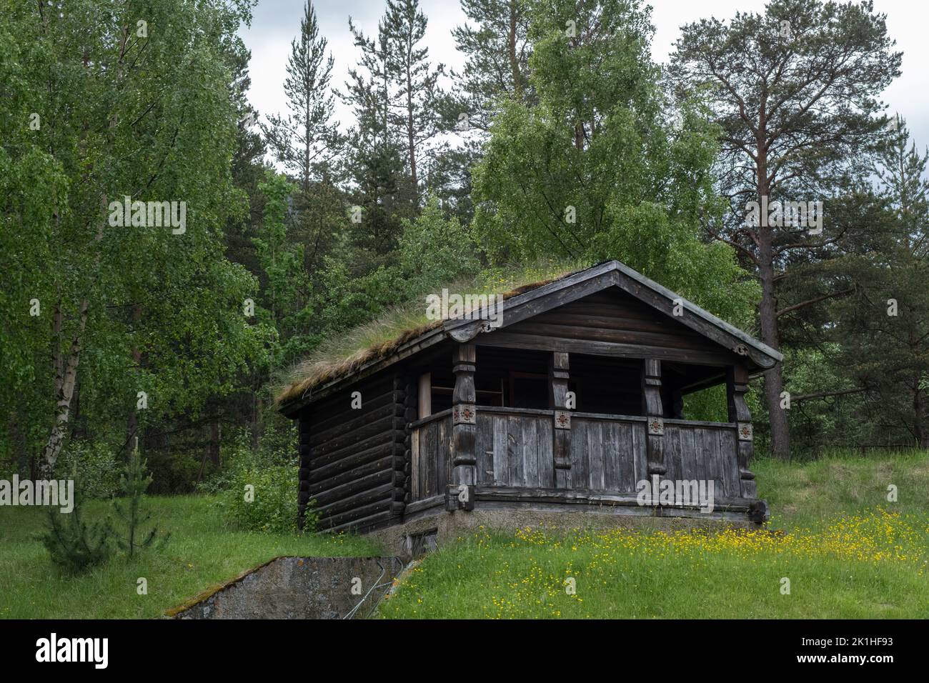 Wonderful landscapes in Norway. Innlandet. Beautiful scenery of houses ...
