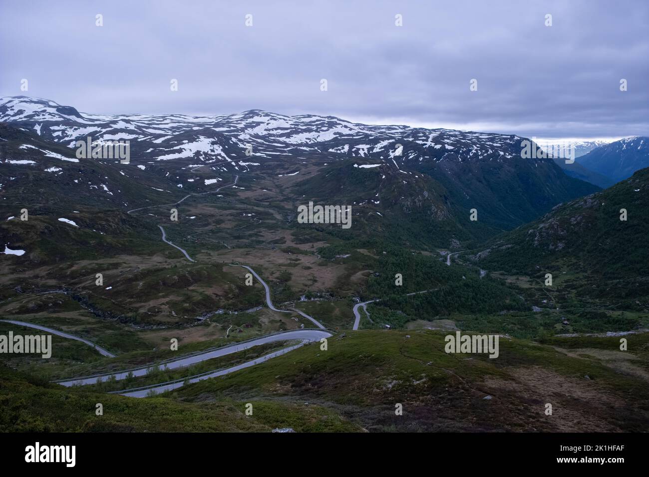 Wonderful landscapes in Norway. Innlandet. Beautiful scenery of winding ...
