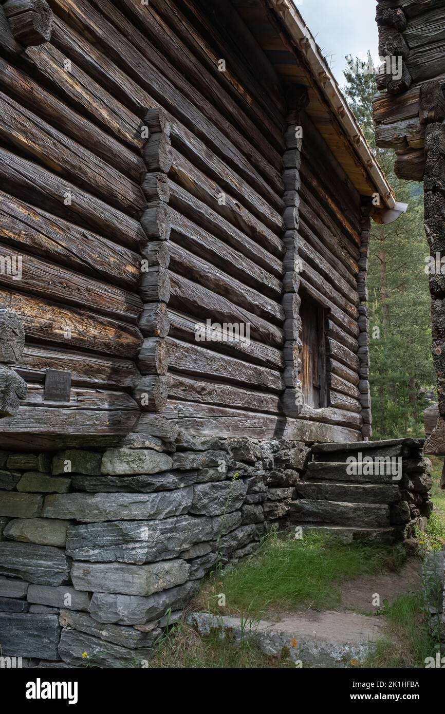 Wonderful landscapes in Norway. Innlandet. Beautiful scenery of houses ...