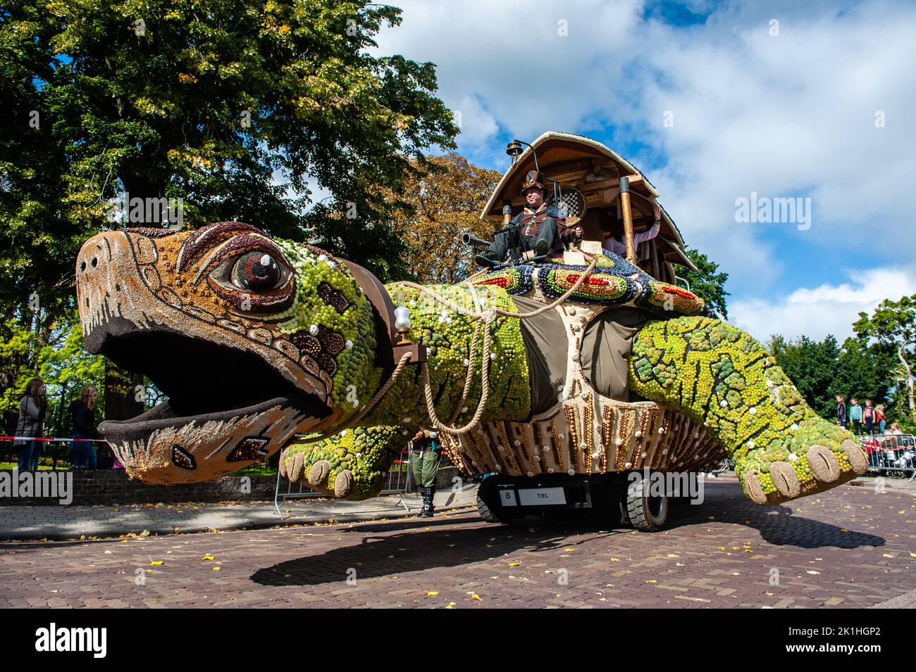 Tiel, Netherlands. 17th Sep, 2022. A man is seen driving a huge fruit ...