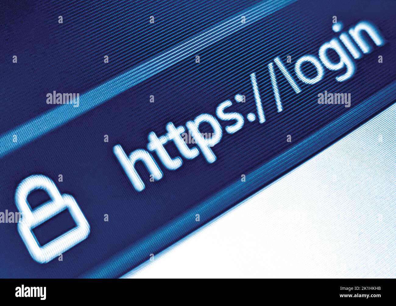 Closeup view of an internet web browser with a secure URL displayed on ...