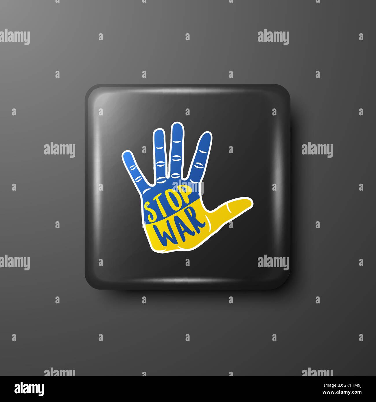 Stop War. Palm with Ukranian Flag. Button Pin Badge with Anti-war Call ...