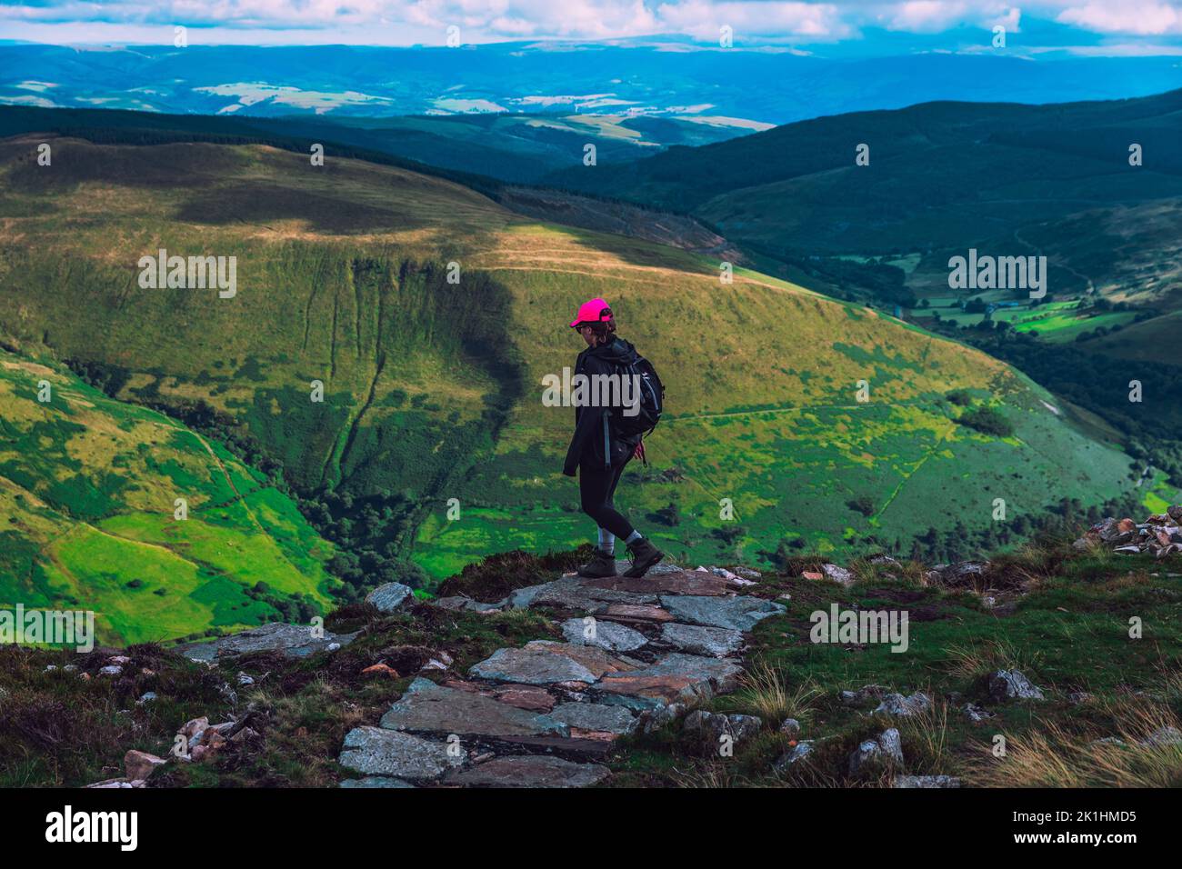 hiking in a welsh landscape Stock Photo - Alamy