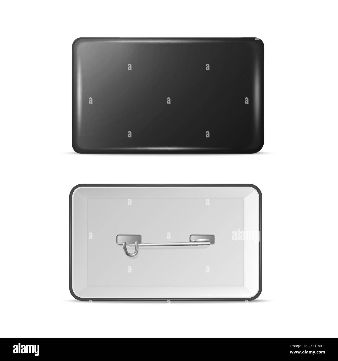 Vector 3d Realistic Rectangular Black Metal, Plastic Blank Empty Button ...