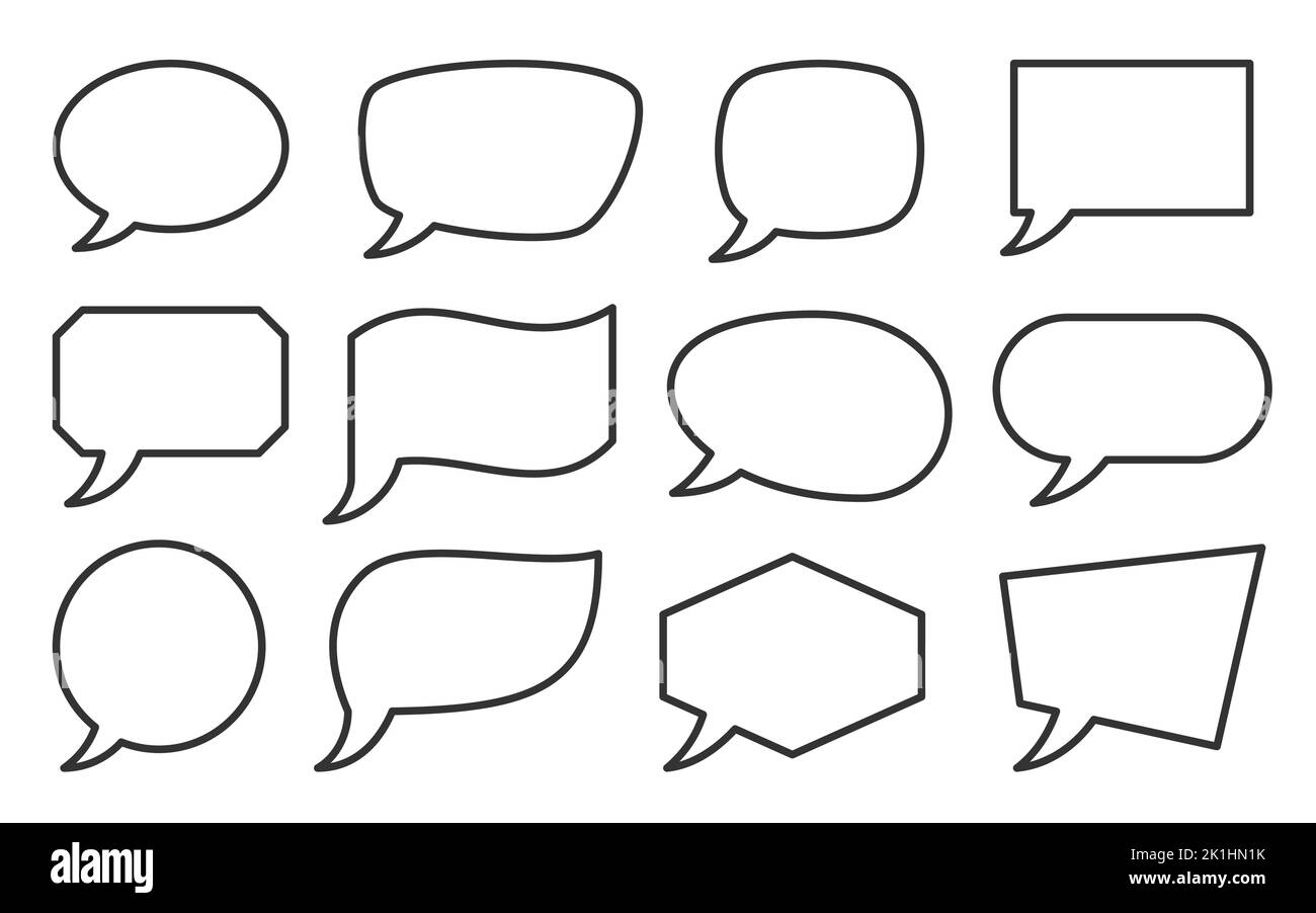 Speech Bubble Banner Set Line Style Different Abstract Geometric