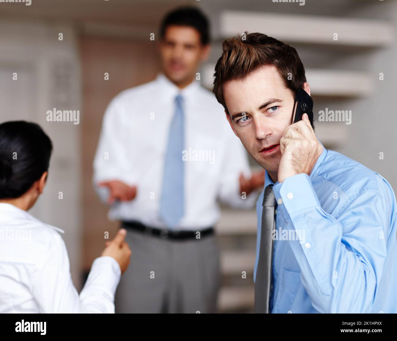 His office energy galvanises him to action. A young executive taking a ...