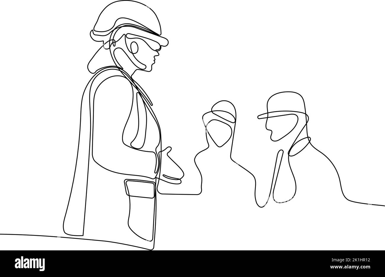 construction manager and engineer working on building site. Vector ...