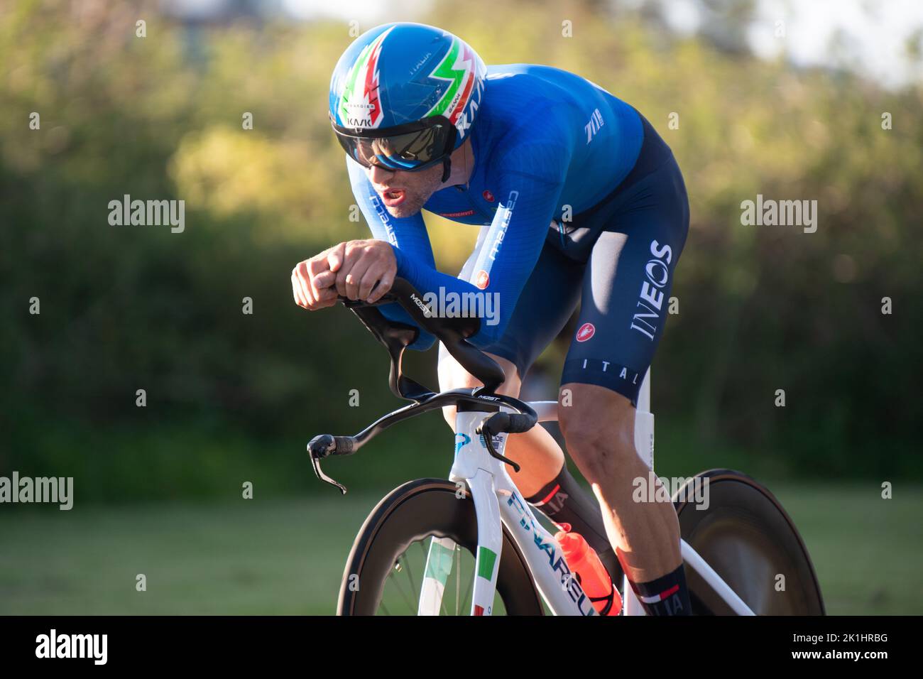 Filippo Ganna of Italy riding to a seventh place finish in the men's ...