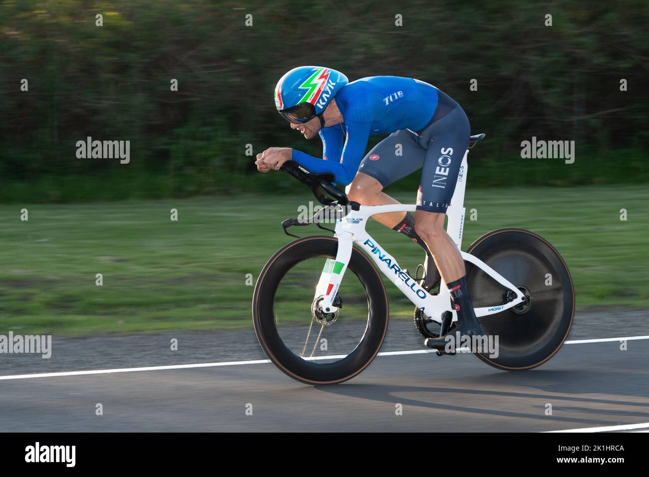 Filippo Ganna of Italy riding to a seventh place finish in the men's ...