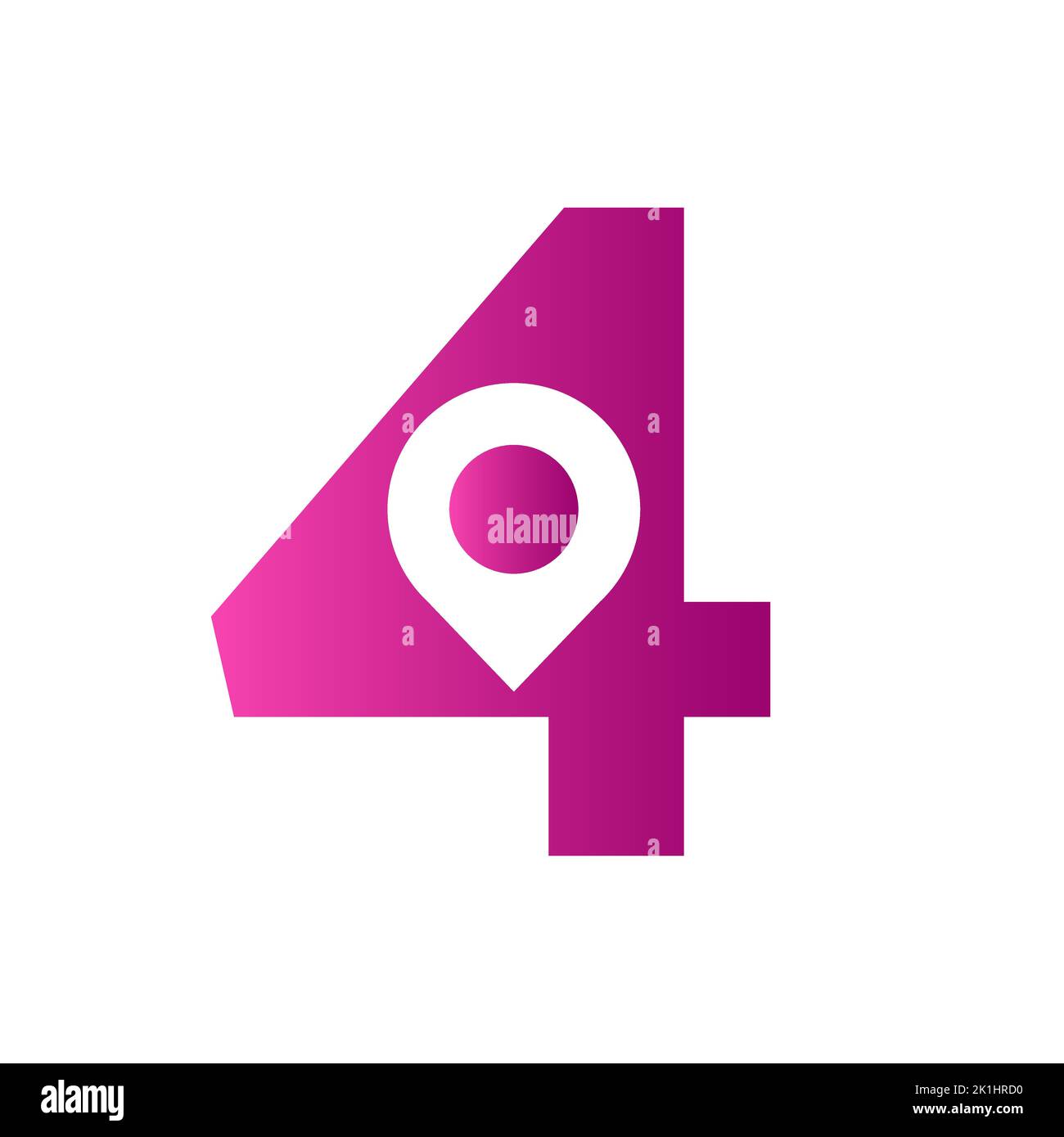 Letter 4 Location Logo Design Sign. Location Icon Concept With Alphabet ...