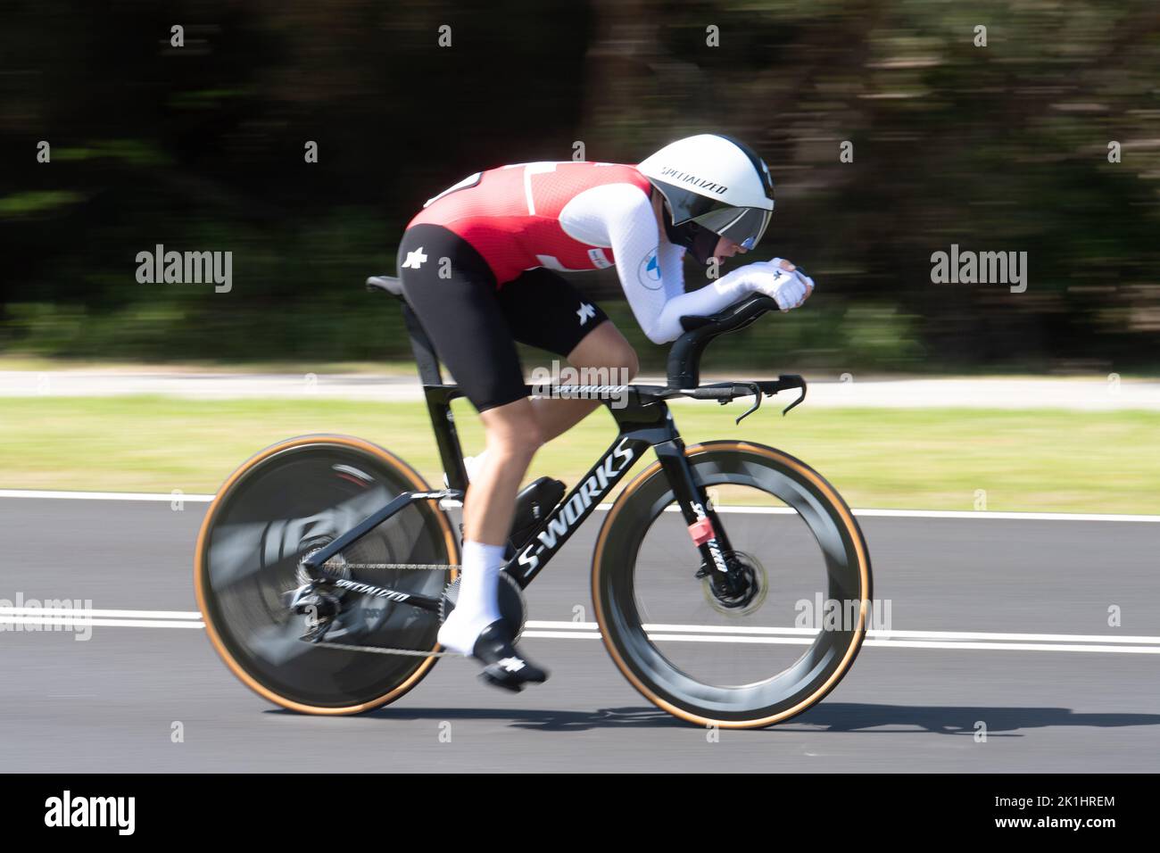 Marlen Reusser of Switzerland riding to the bronze medal in the women's ...