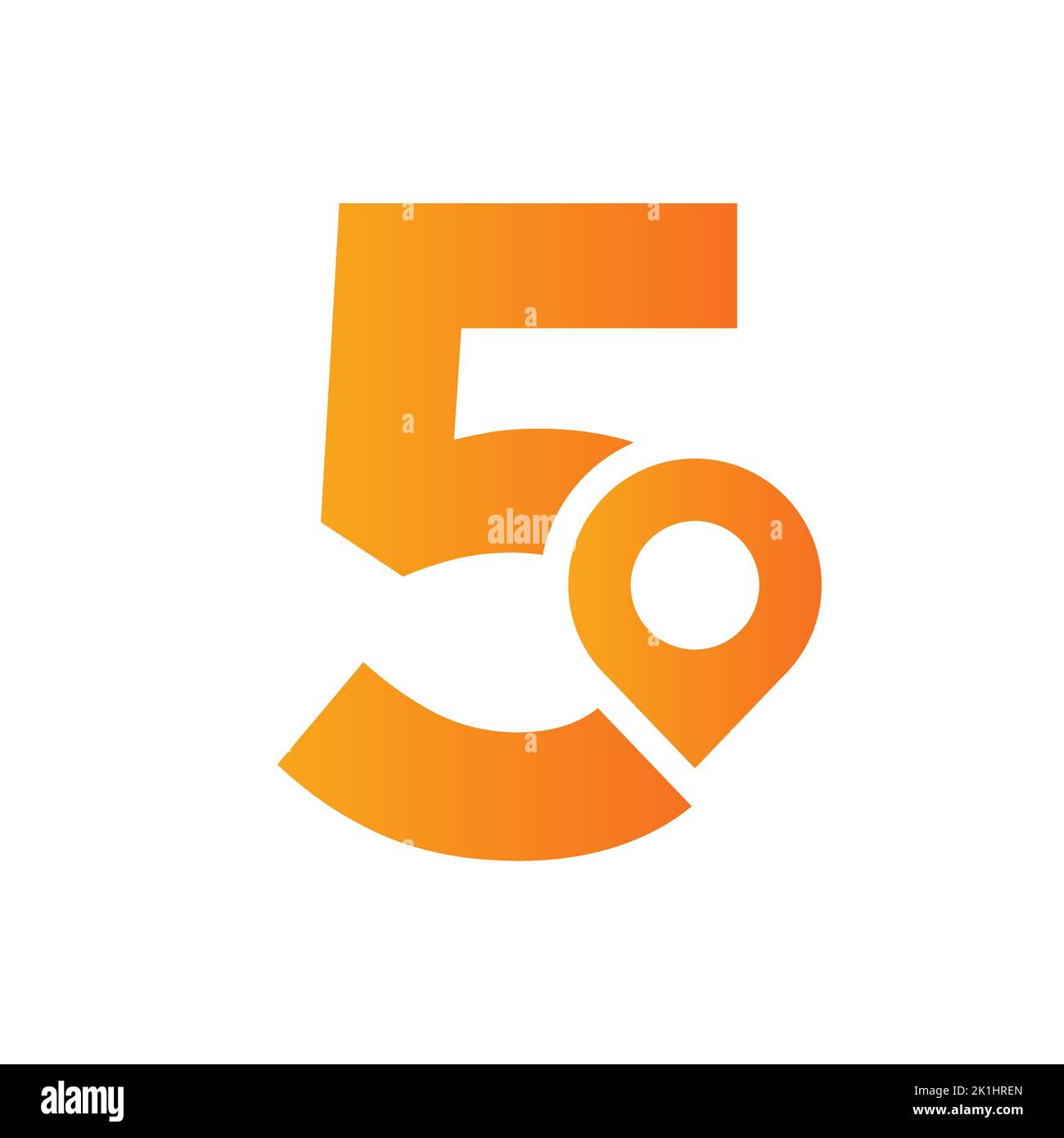 Letter 5 Location Logo Design Sign. Location Icon Concept With Alphabet ...