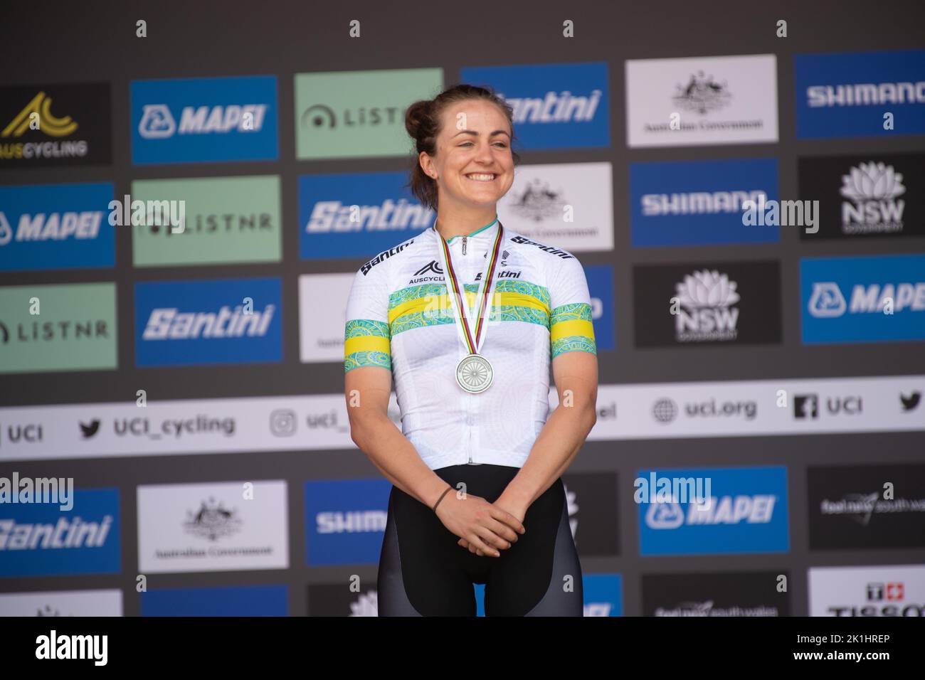 Grace Brown of Australia, silver medalist in the Elite Women's time trial at the 2022 UCI Road ...