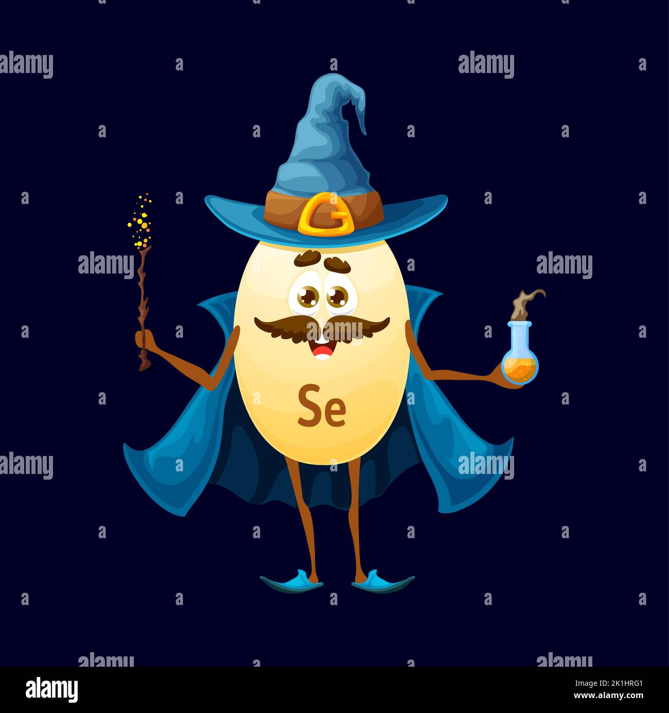 Cartoon happy selenium micronutrient mage character. Isolated vector Se ...