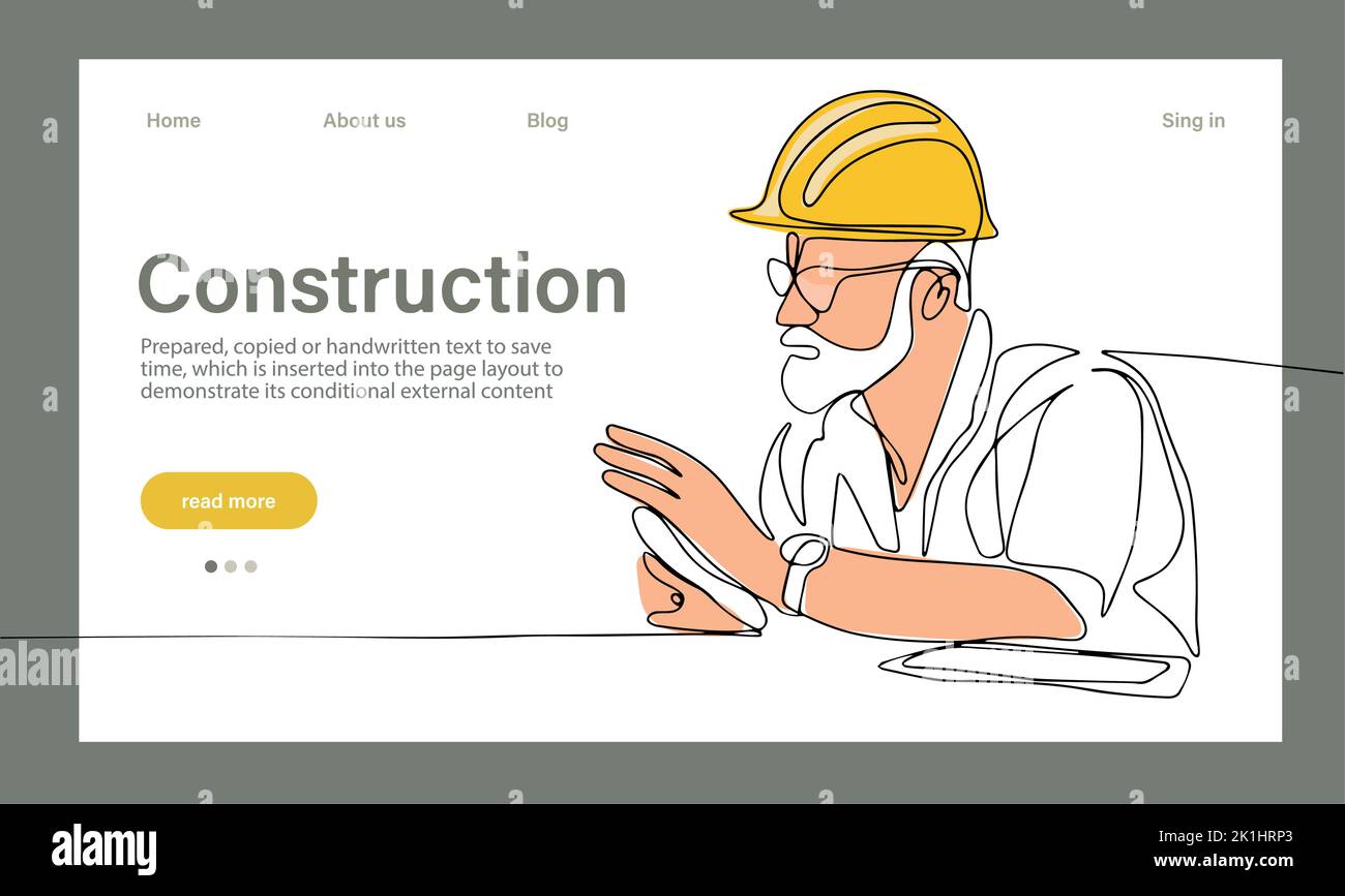 Vector landing page of architecture works with protective face masks ...