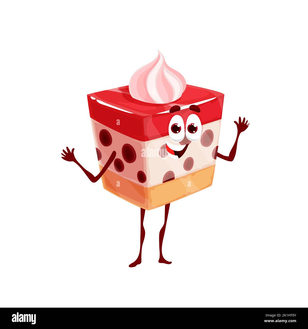 Cartoon strawberry cake pie dessert character, cheerful piece of ...