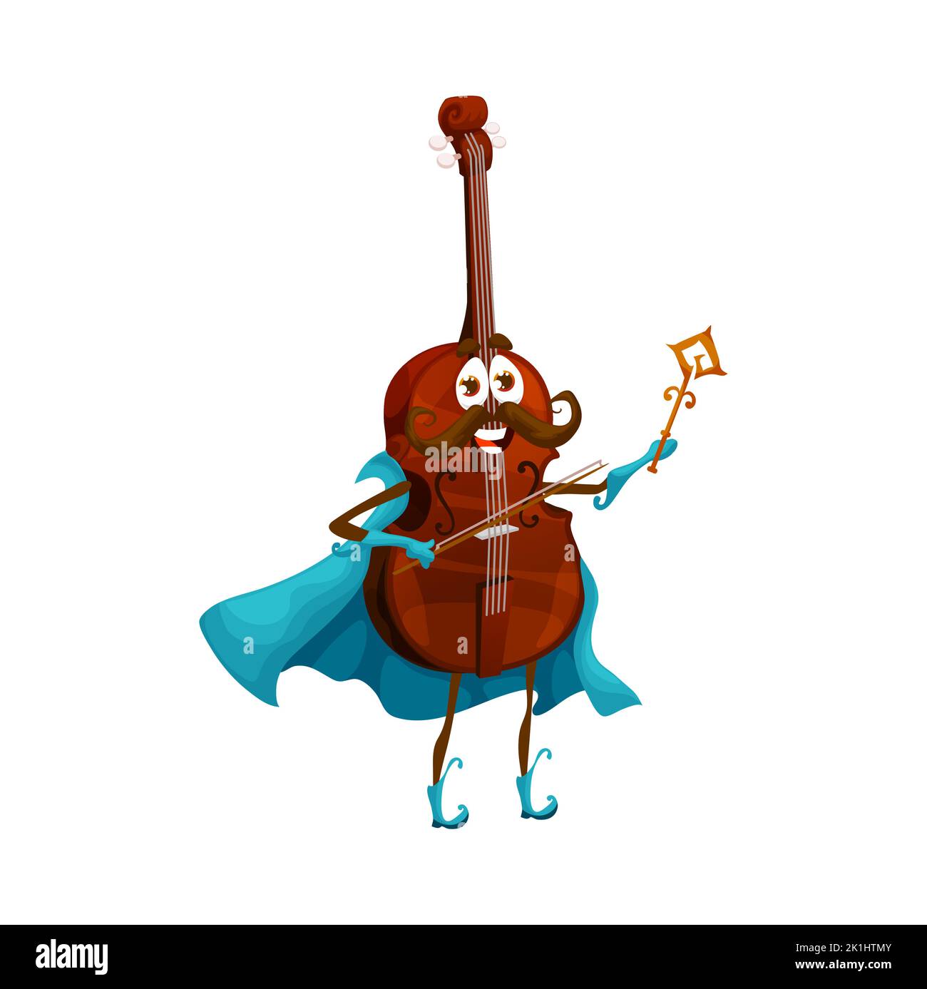 Cartoon cello wizard character, violoncello mage personage. Isolated ...