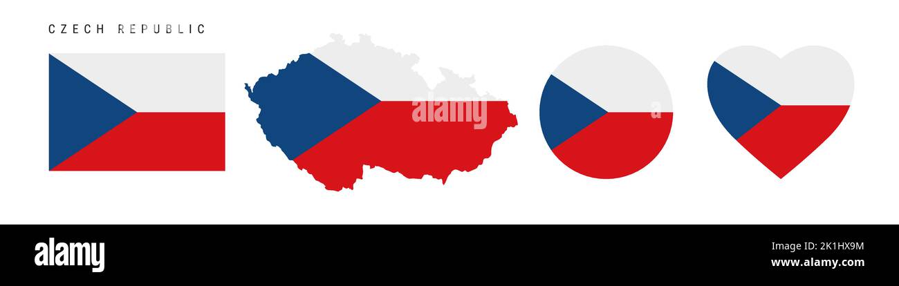 Czech Republic flag icon set. Czechia pennant in official colors and ...