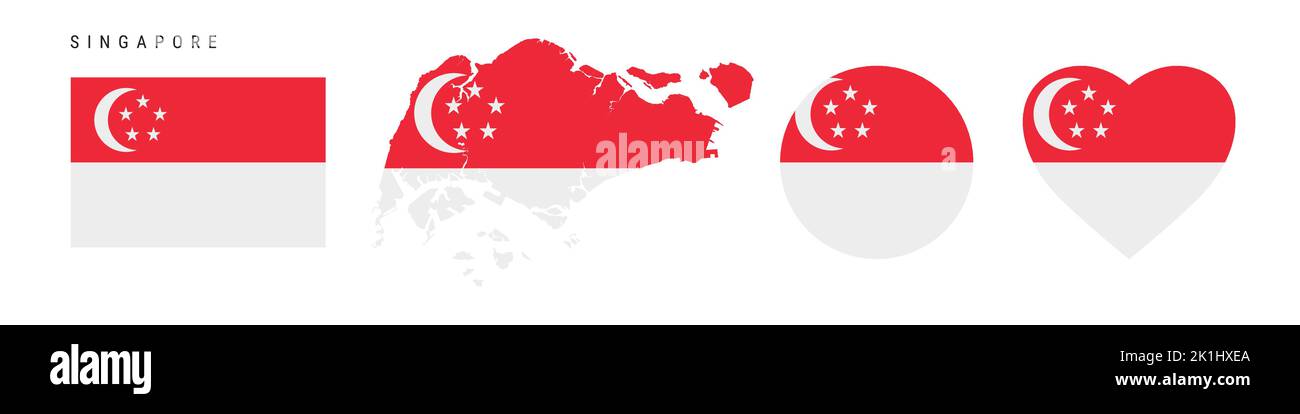 Singapore flag icon set. Singaporean pennant in official colors and ...