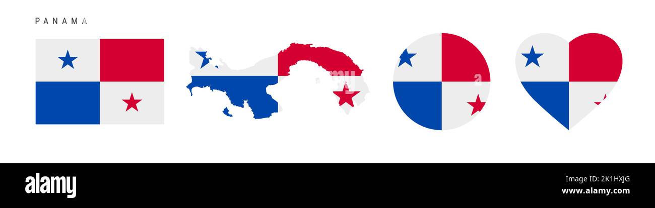 Panama flag icon set. Panamanian pennant in official colors and ...