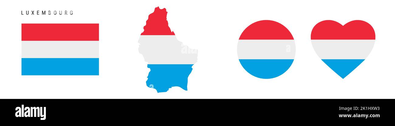 Luxembourg flag icon set. Luxembourgish pennant in official colors and proportions. Rectangular ...