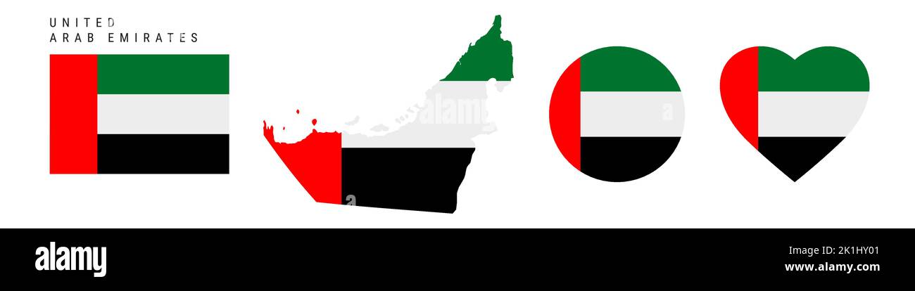 United Arab Emirates flag icon set. UAE pennant in official colors and ...