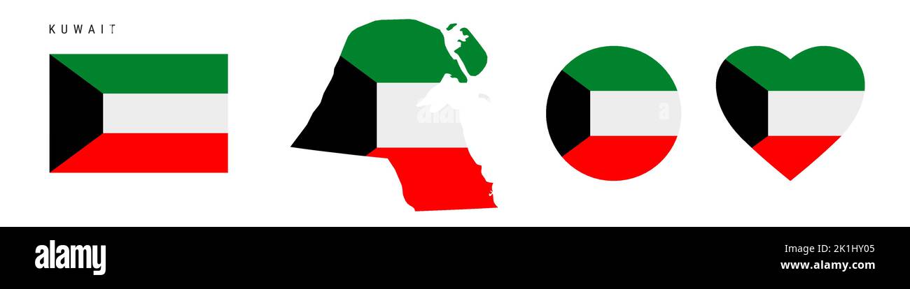 Kuwait flag icon set. Kuwaiti pennant in official colors and ...