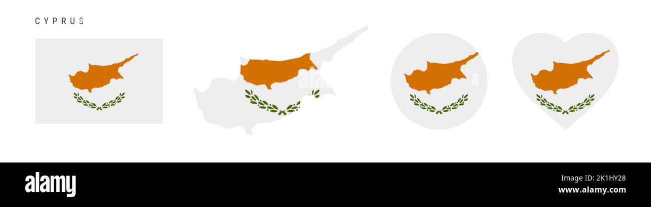 Cyprus flag icon set. Cypriot pennant in official colors and proportions. Rectangular, map ...