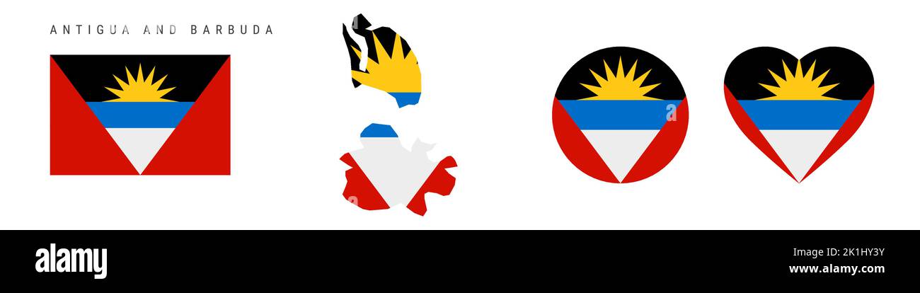 Antigua and Barbuda flag icon set. Antiguan Barbudan pennant in ...
