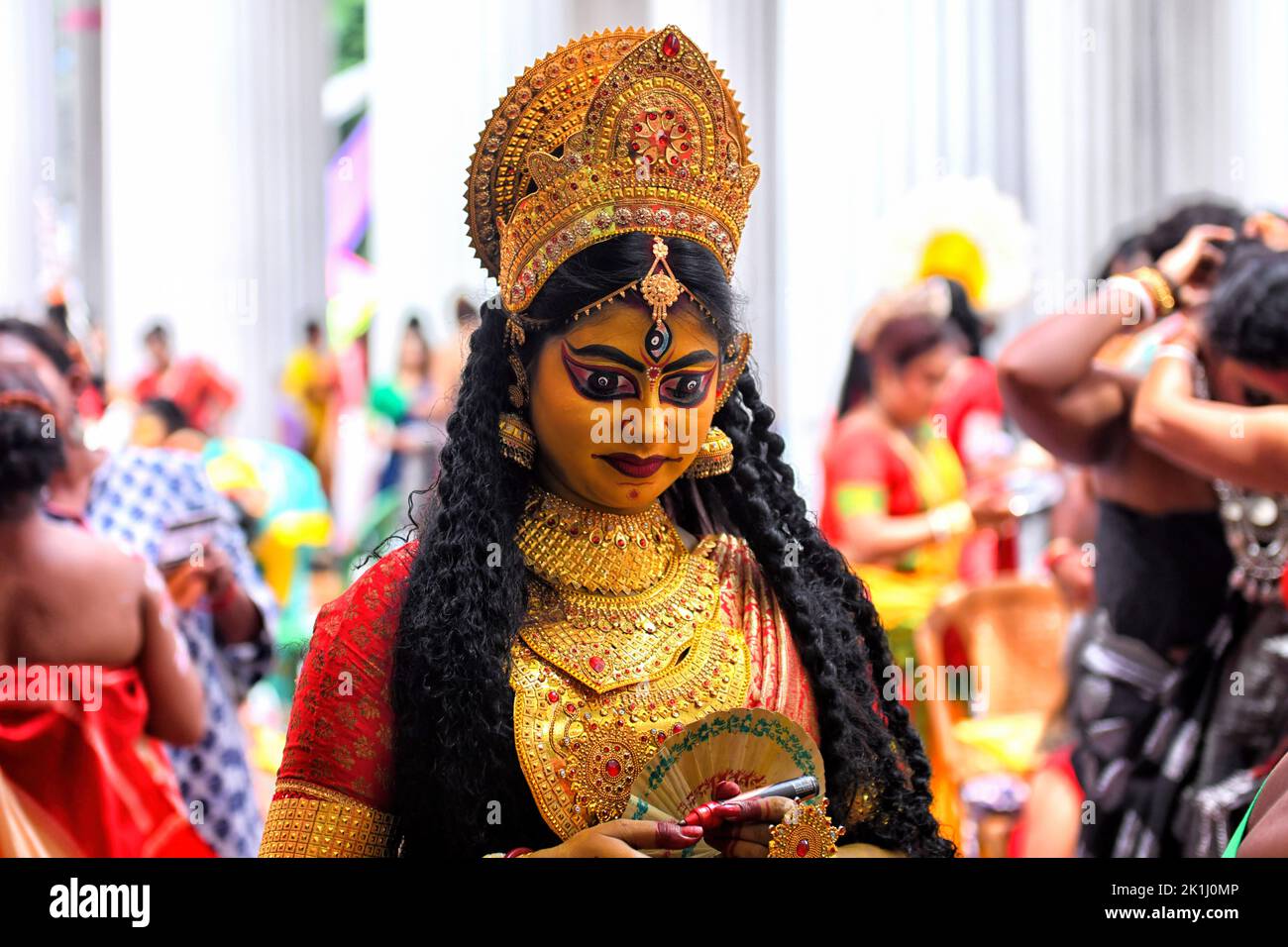Kolkata, India. 18th Sep, 2022. A model seen dressed up as Devi Durga ...