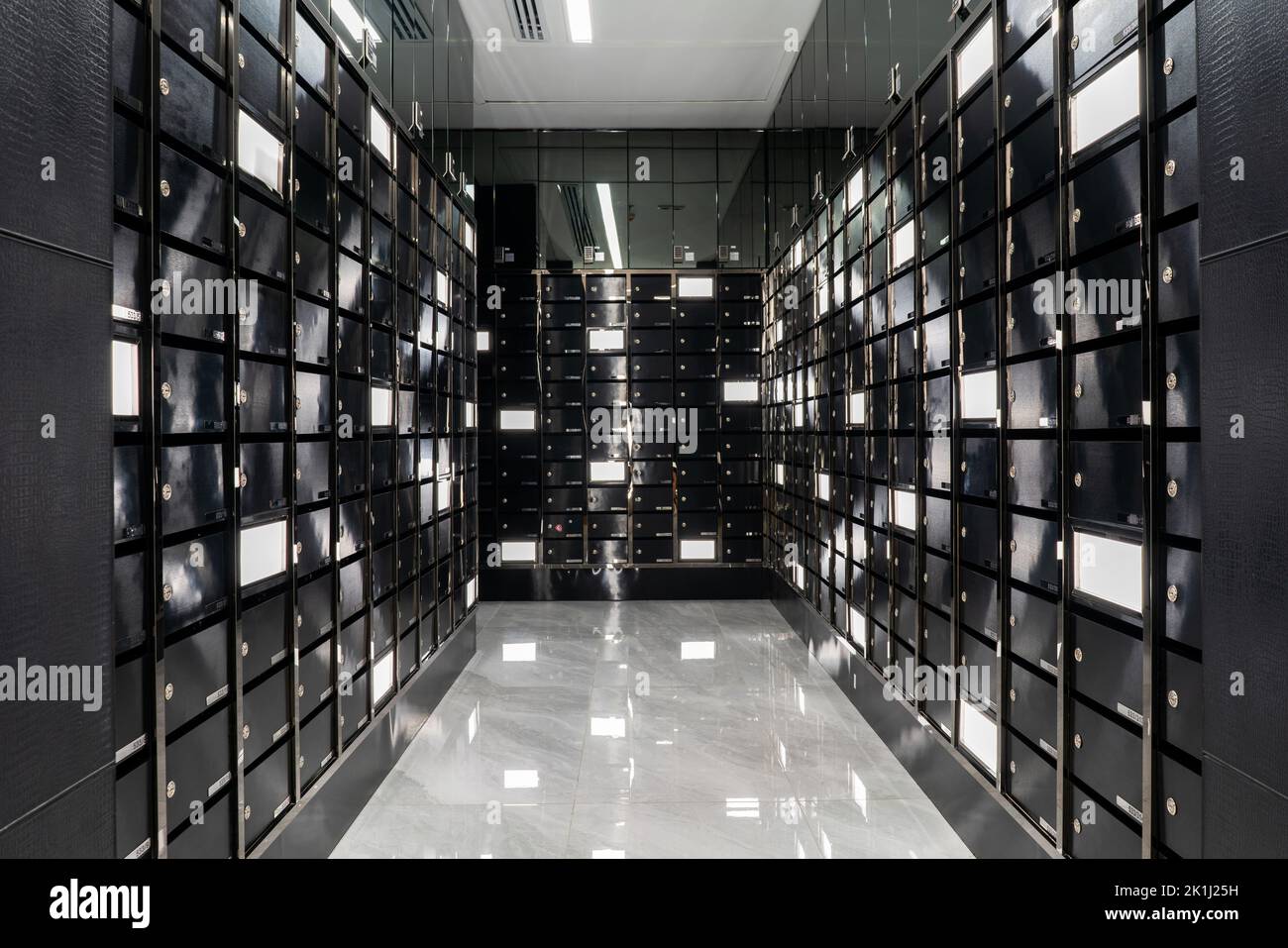 Mailboxes in the condominium. Model mail box Space concept black and ...