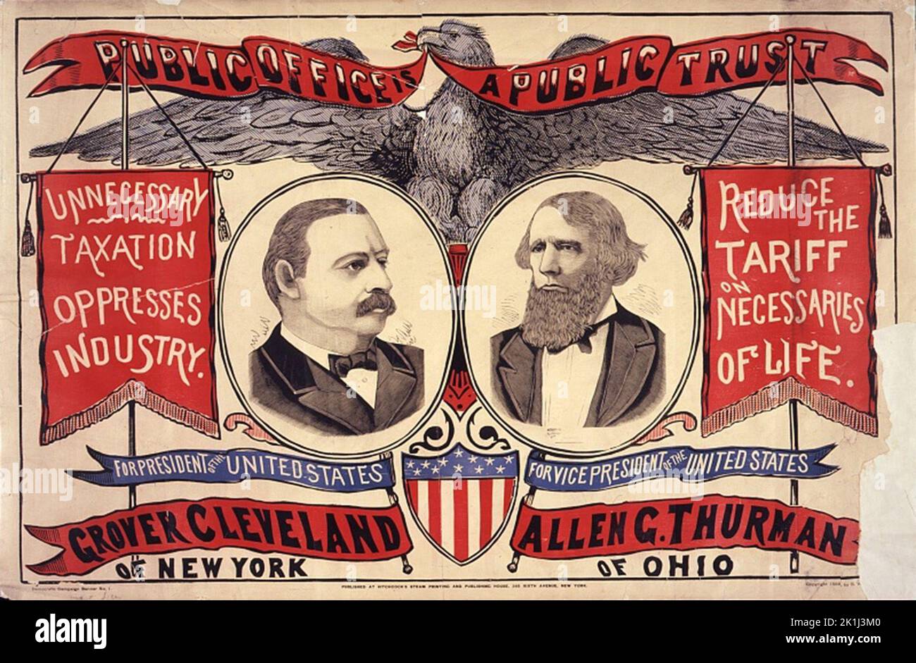 A vintage election poster for President Cleveland and Vice-President of ...